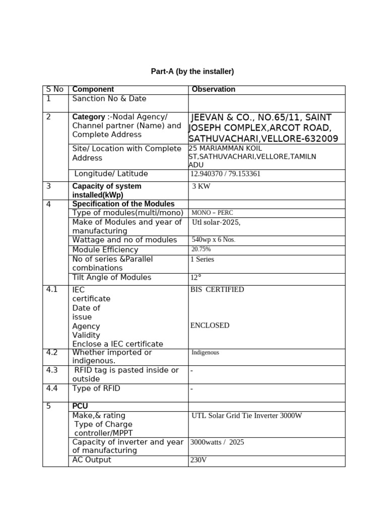 Mnre - SPV - Completion Report-Converted FINAL Sumathi | PDF | Solar Panel | Power Inverter