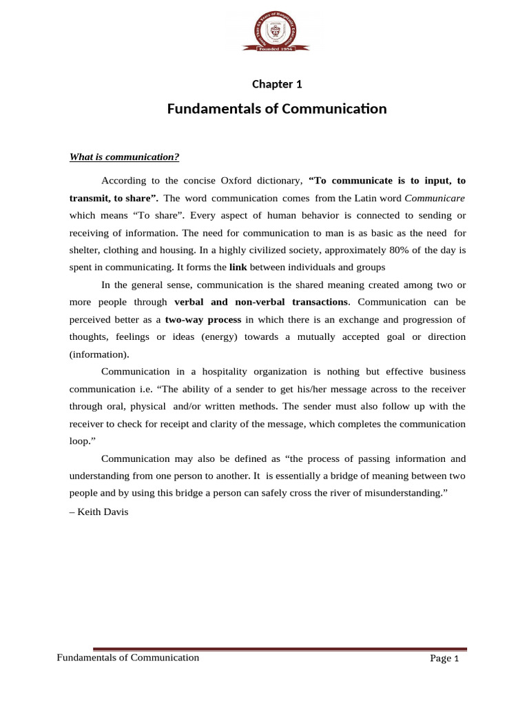 Fundamentals of Communication | PDF | Communication | Information