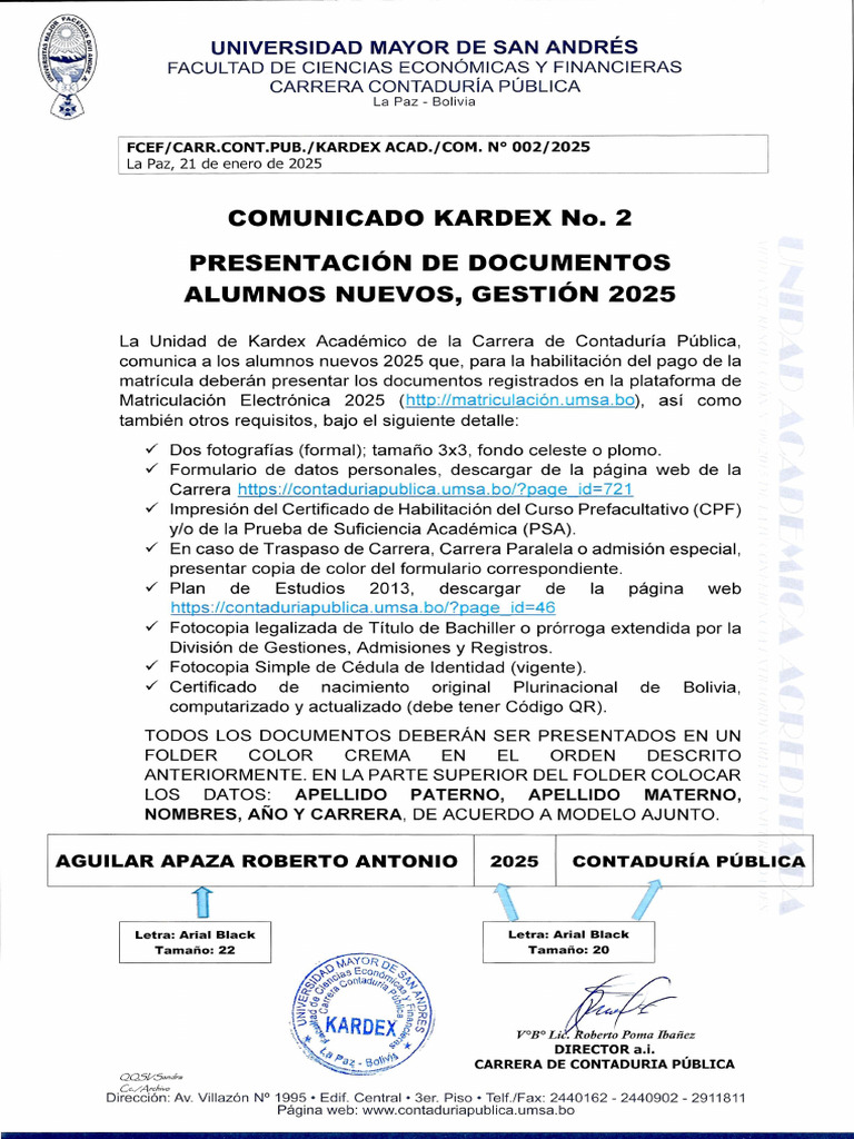 Comunicado #2 Alumnos Nuevos - 0001 | PDF