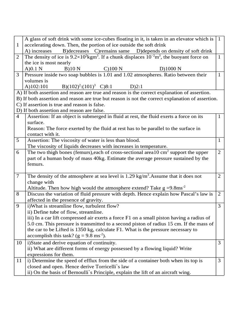 Class 11 Phy Ut Solids PSF | PDF | Pressure | Lift (Force)
