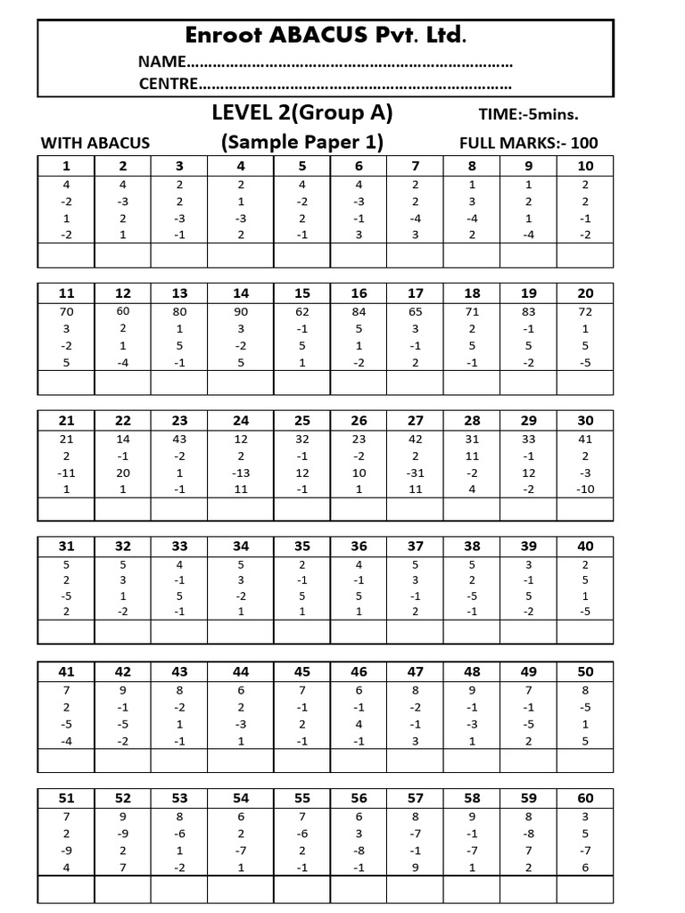 Level 2 A Sample Paper 1 | PDF