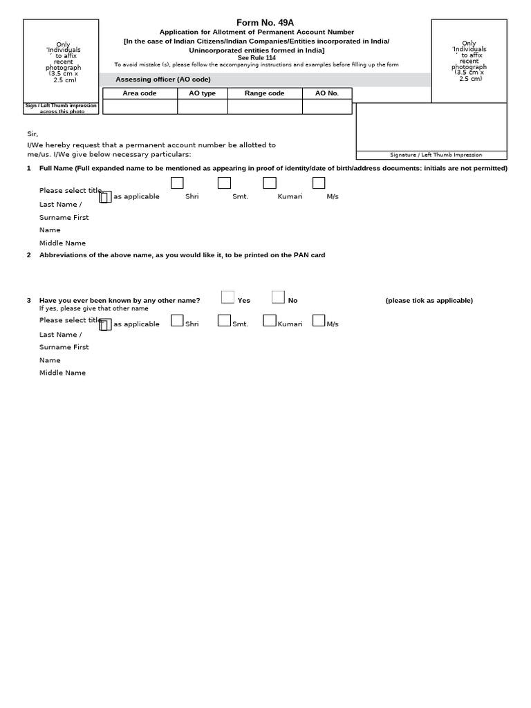 Form 49A | PDF | Identity Document