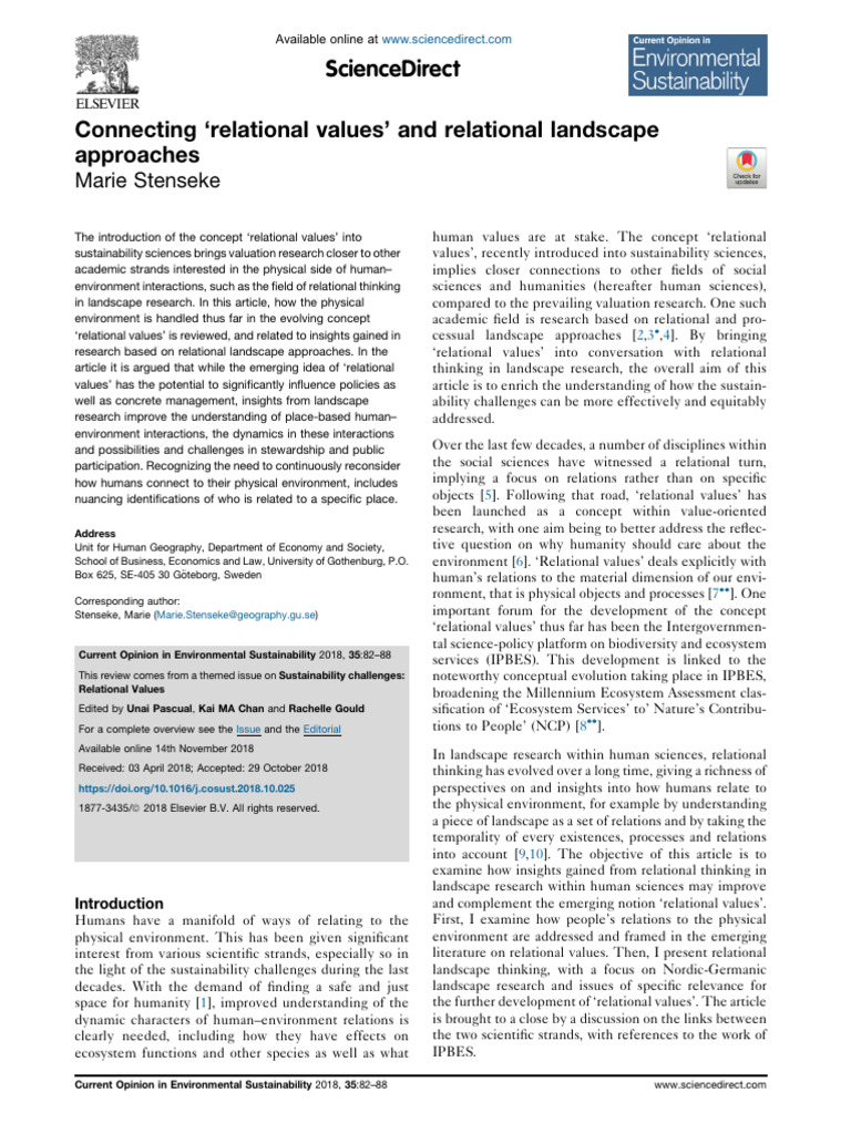 Connecting Relational Values and Relational Landscape Approaches | PDF | Sustainability | Landscape