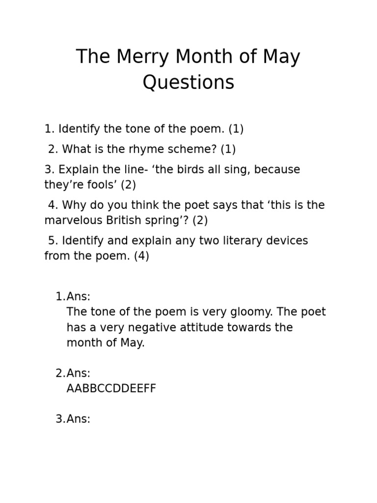 The Merry Month of May Questions | PDF