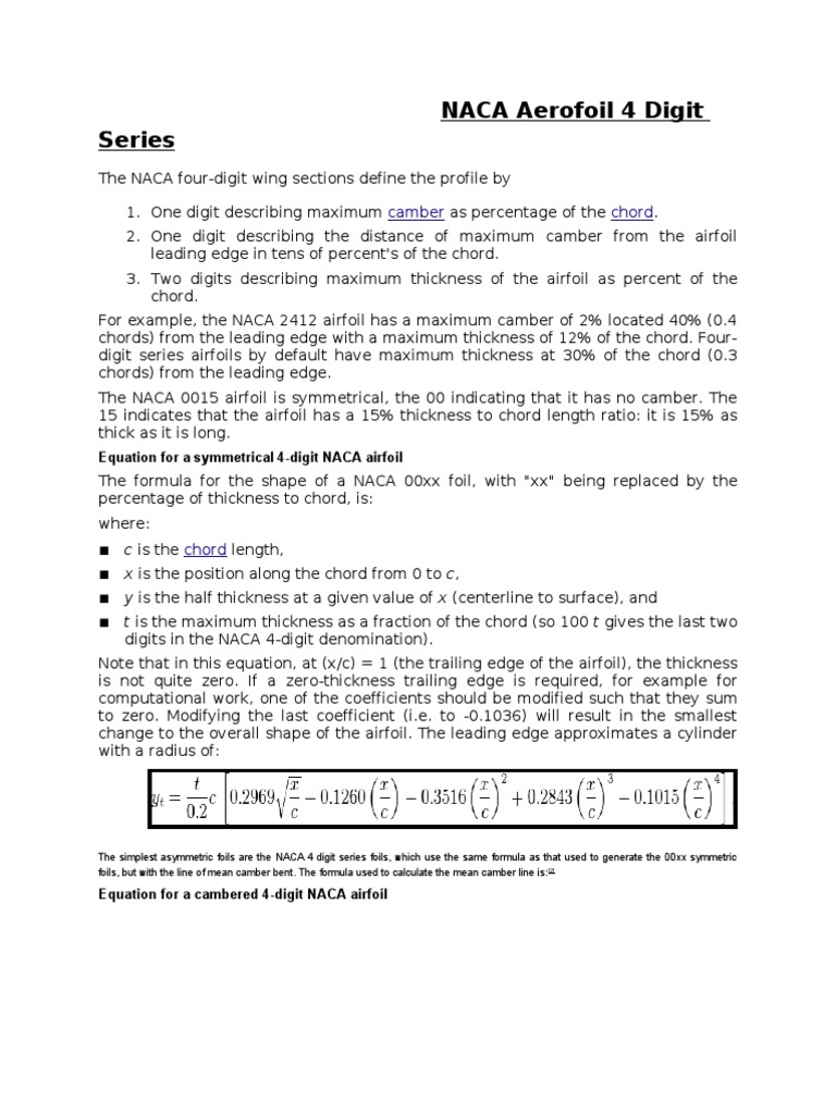 NACA 4 Digit Series | PDF | Aerodynamics | Aerospace Engineering