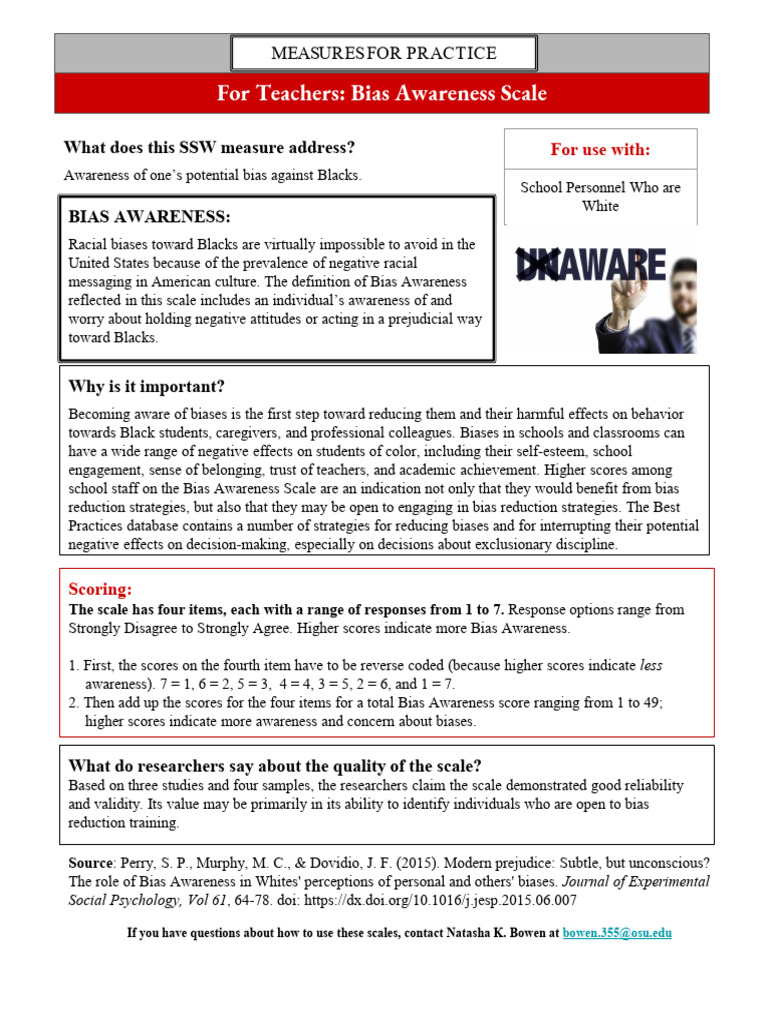 Bias Awareness Scale for Educators | PDF | Bias | Prejudices