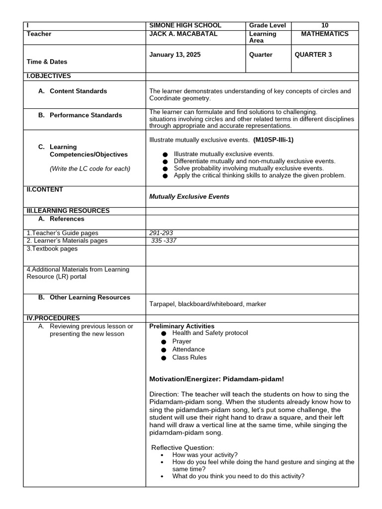 Understanding Mutually Exclusive Events | PDF | Learning | Probability