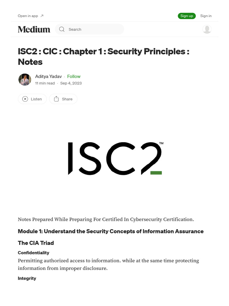 ISC2 Chapter 1 Security Principles | PDF | Risk | Computer Security
