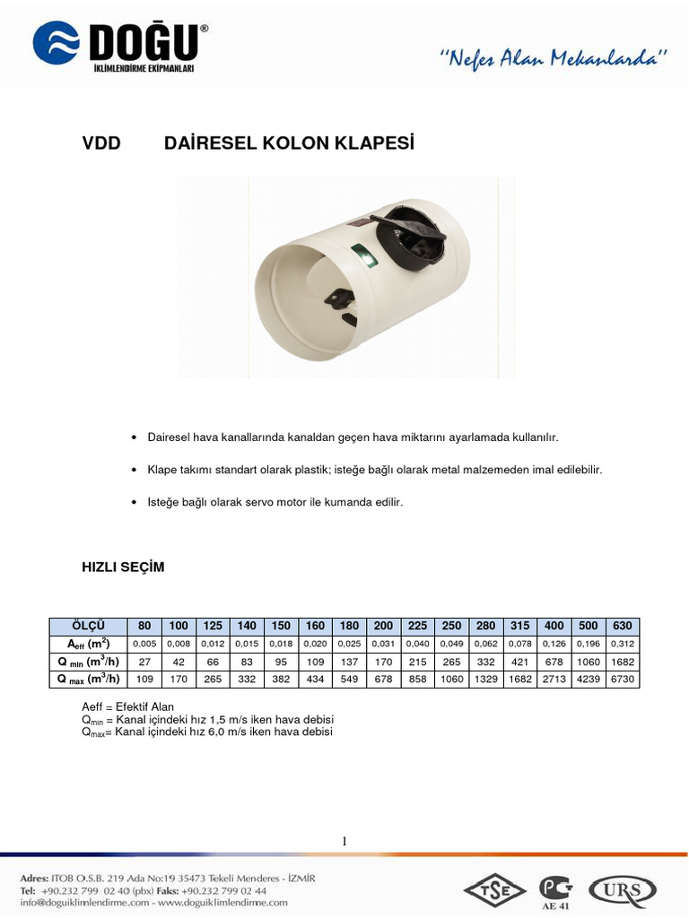 VDD-DAIRESEL KOLON KLAPESI | PDF