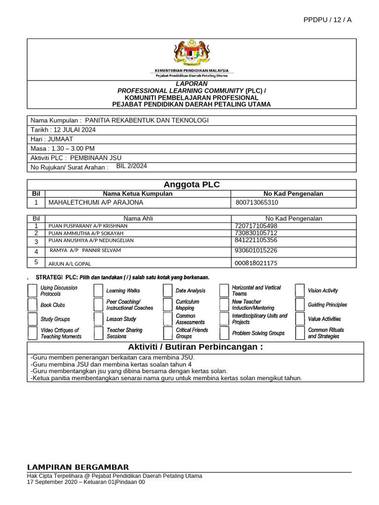 Laporan PLC Panitia RBT 2 | PDF