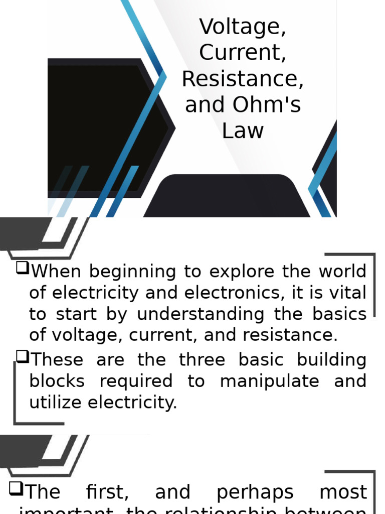 LESSON4.4 - VOLTAGE CURRENT OHMS LAW and POWER | PDF | Electric Power ...