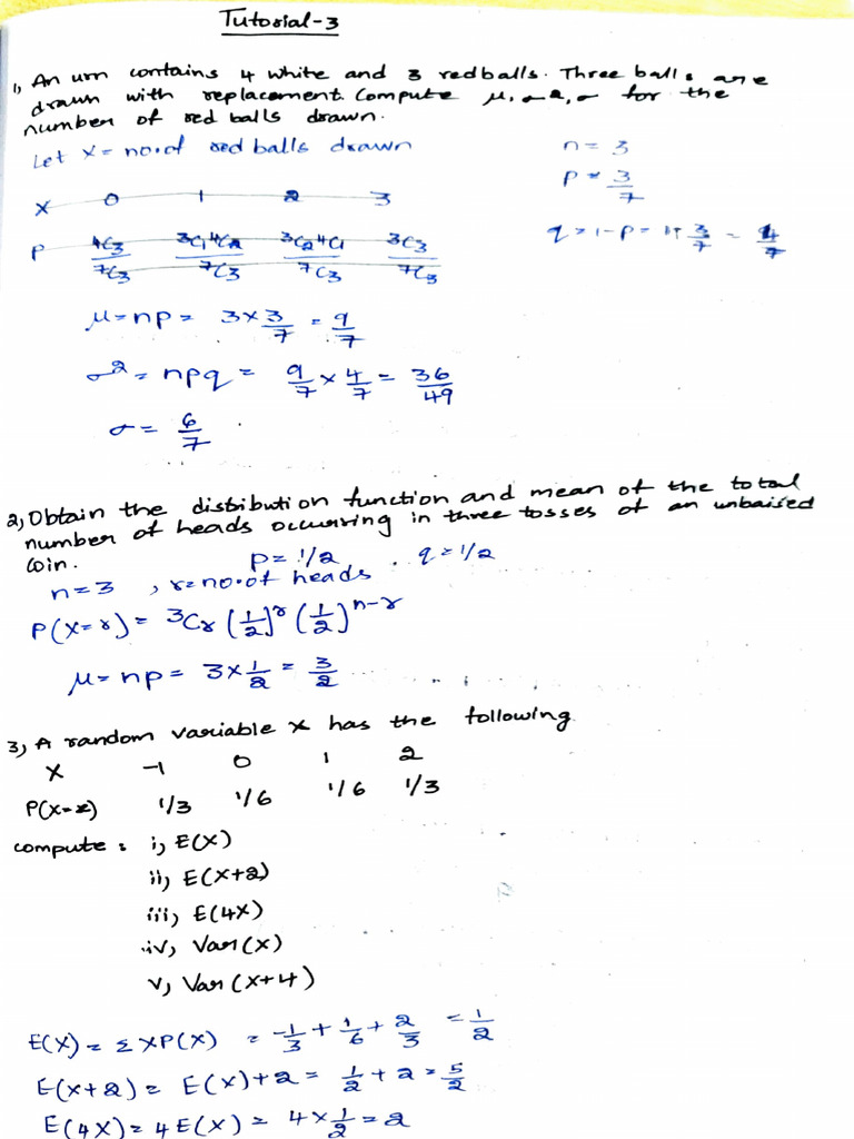 Probability Distribution of Random Variables | PDF