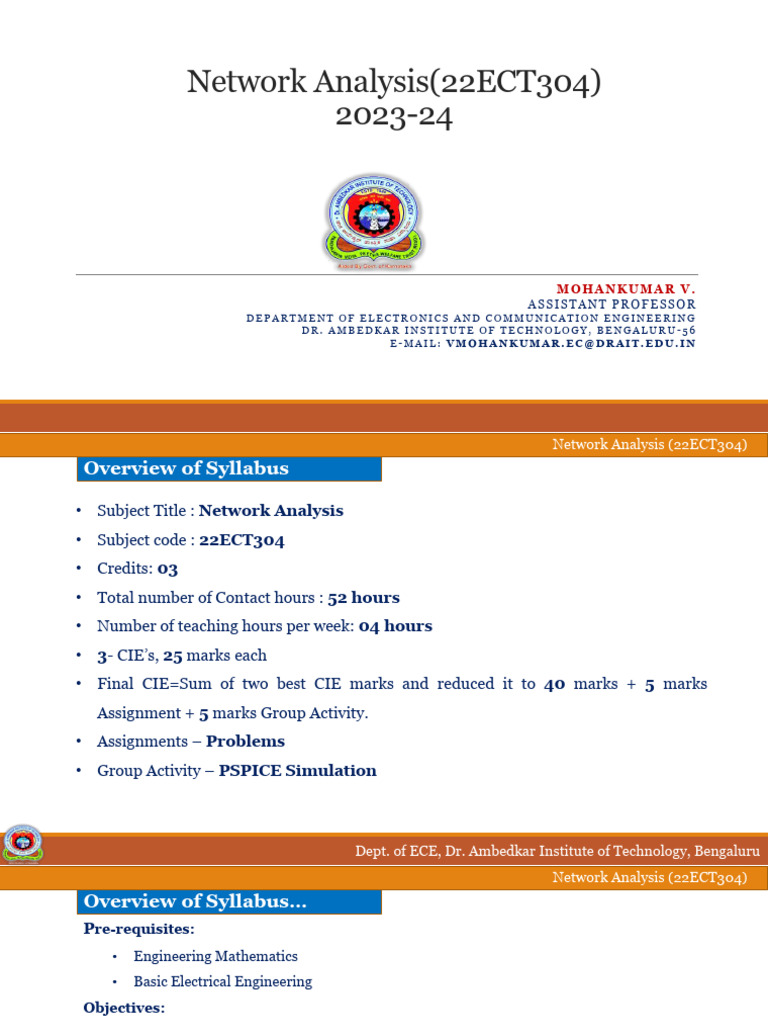 22ECT304 Network Analysis PPTs | PDF | Network Analysis (Electrical Circuits) | Electrical Impedance