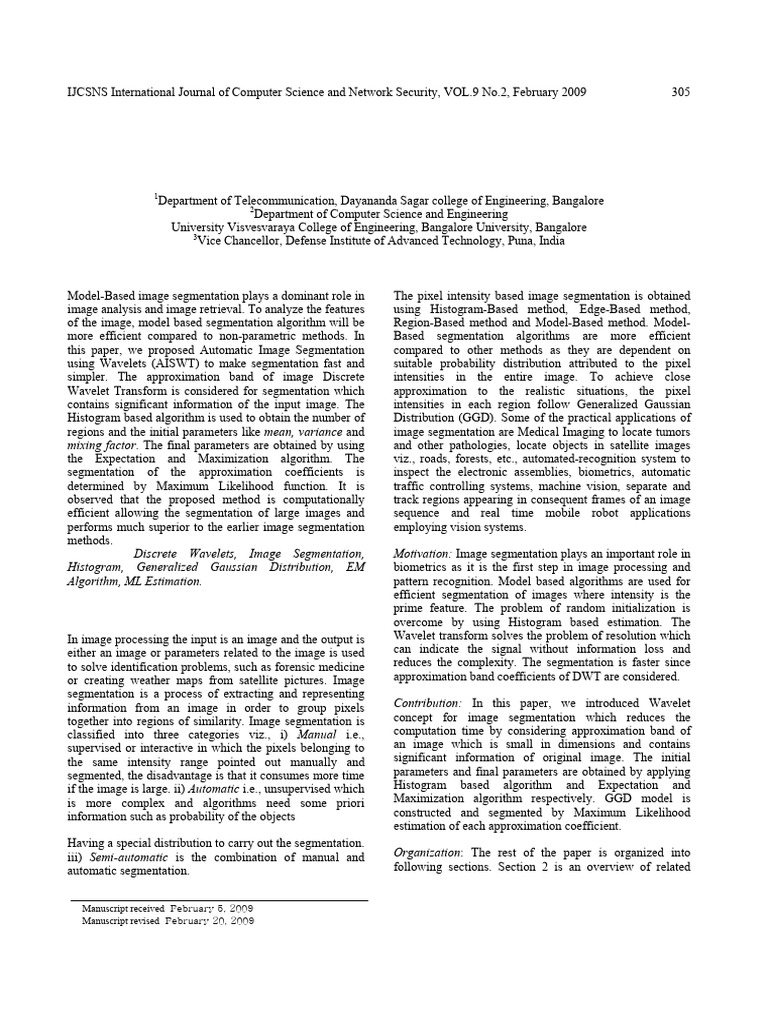 Automatic Image Segmentation Using Wavelets - Copy (2) | PDF | Image Segmentation | Wavelet
