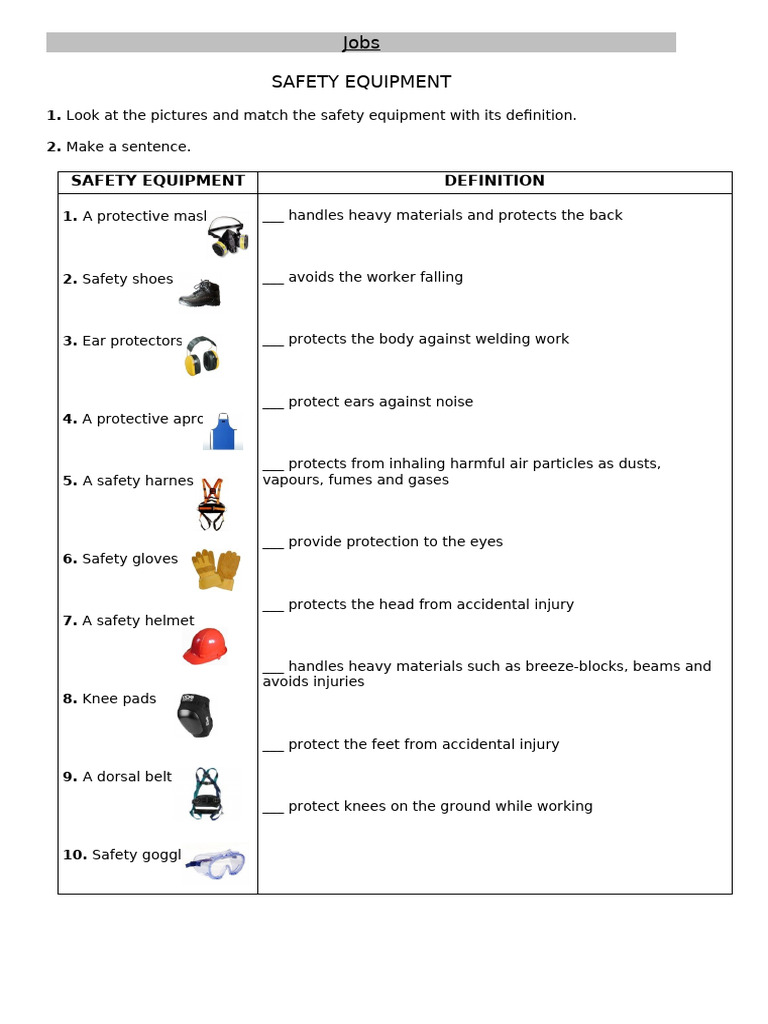 Safety Equipment Activities | PDF