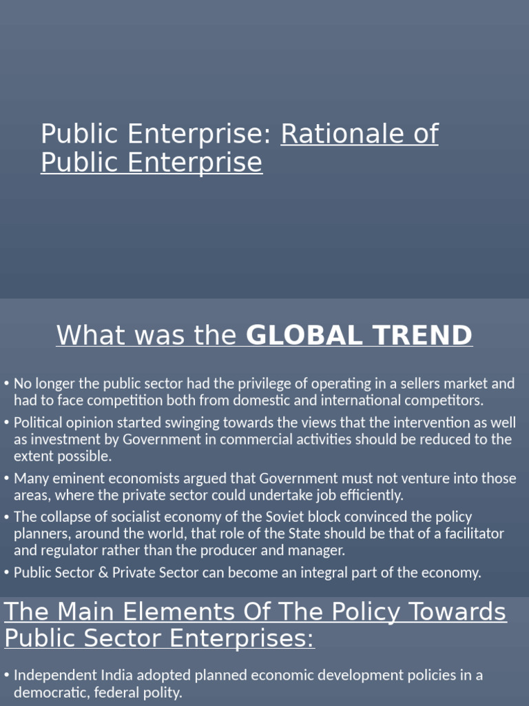 Rationale and Trends in Public Enterprises | PDF | Globalization ...