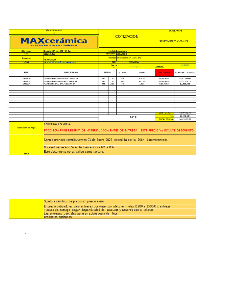 Constructora La Mia Duitama Modificada | PDF | Documentos empresariales