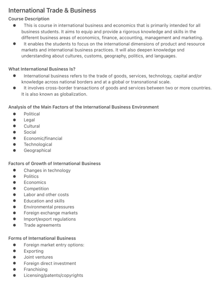 International Trade Business | PDF | International Business | Globalization