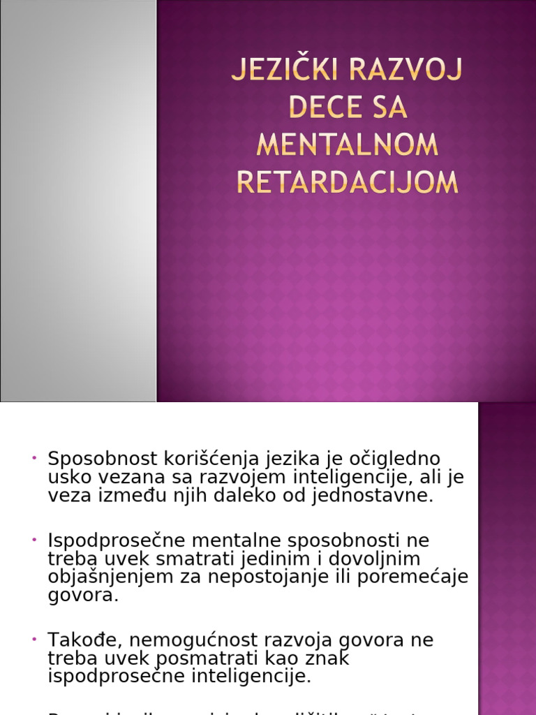 9. Jezicki Razvoj Dece Sa Mentalnom Retardacijom | PDF