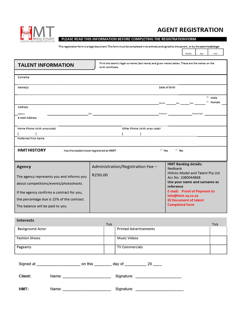 2024 HMT Registration Form | PDF