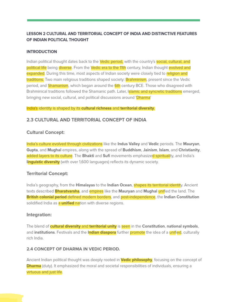 Distinctive Features of Indian Political Thought | PDF | Bhakti | State ...