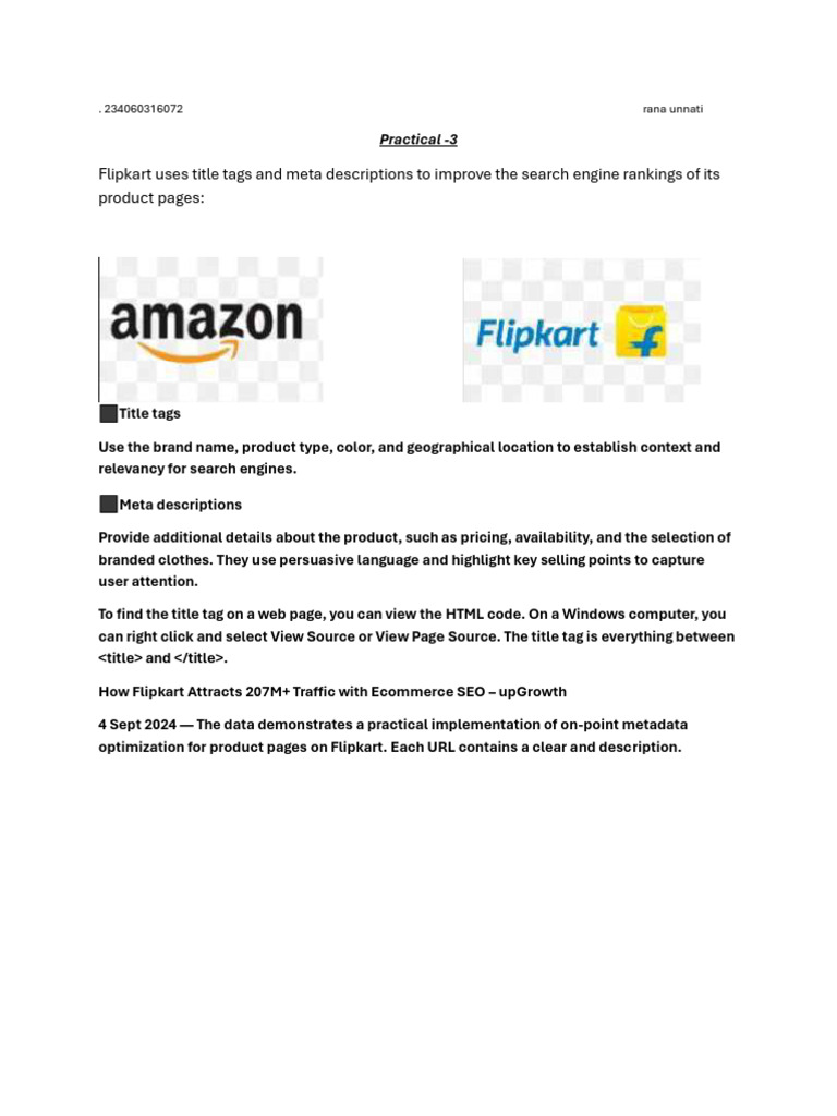 Flipkart SEO: Title Tags & Meta Descriptions | PDF
