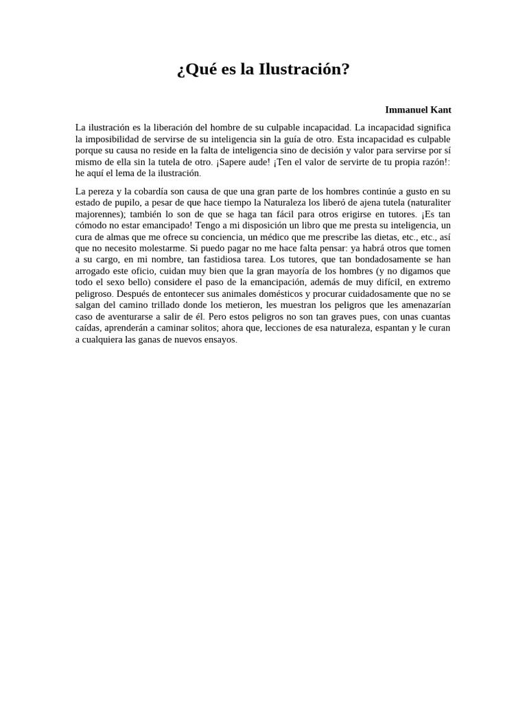Kant Que Es La Ilustracion | PDF