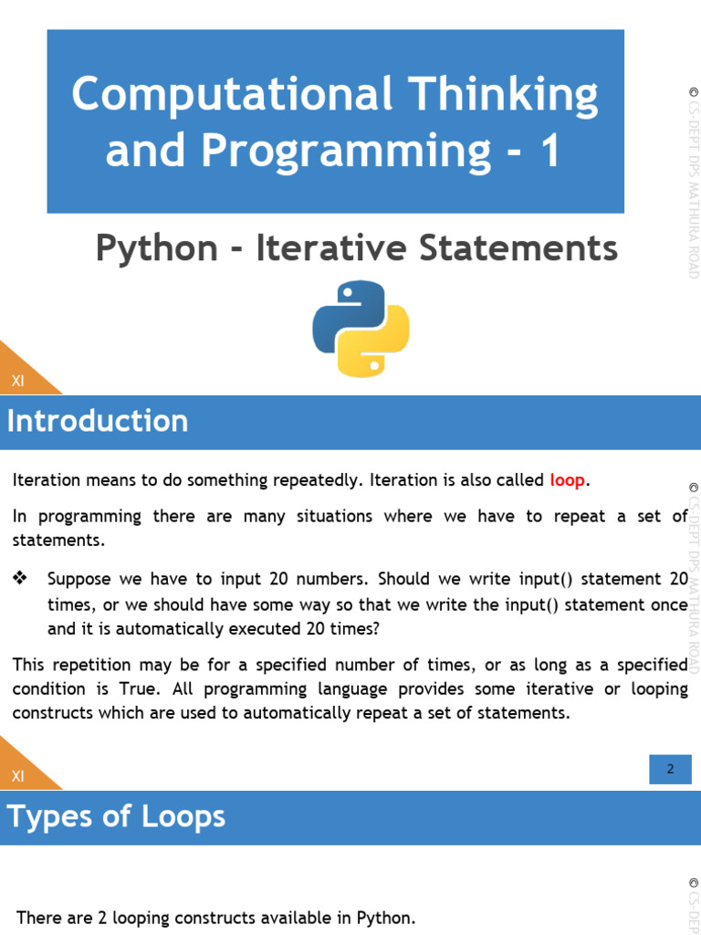 Class 11 - Presentation # 5 - Iterative Statements - PART 1 | PDF | Control Flow | Programming ...