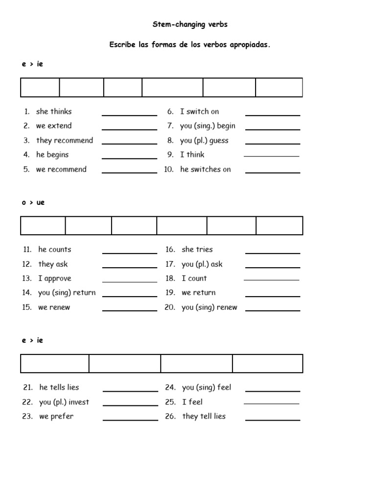 Stem-Changing Verb Practice 2 | PDF