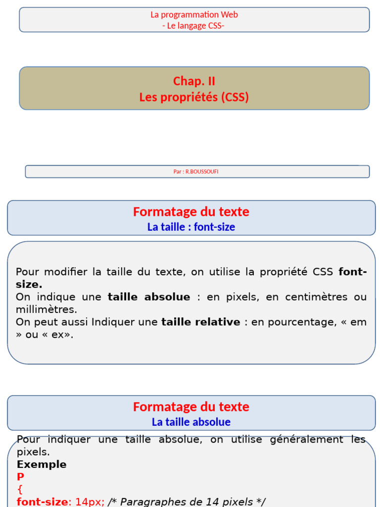 Chap 2 Les Propriétés CSS | PDF | Élément HTML | Formats de fichier ...