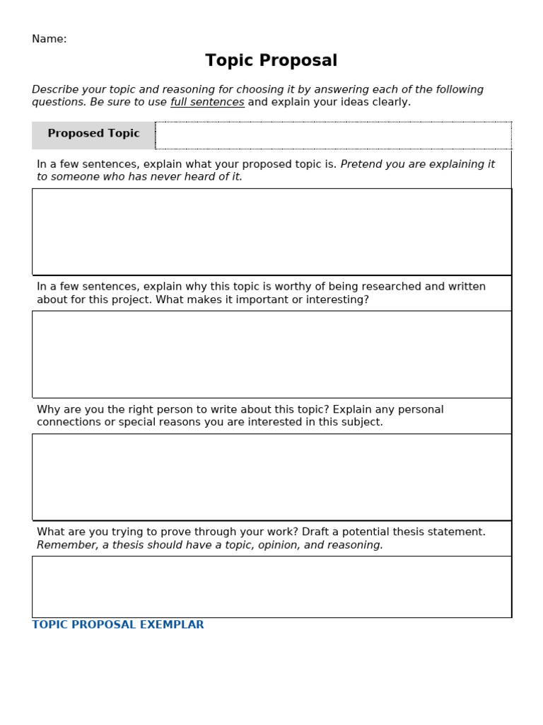 Topic Proposal Guidelines and Tips | PDF