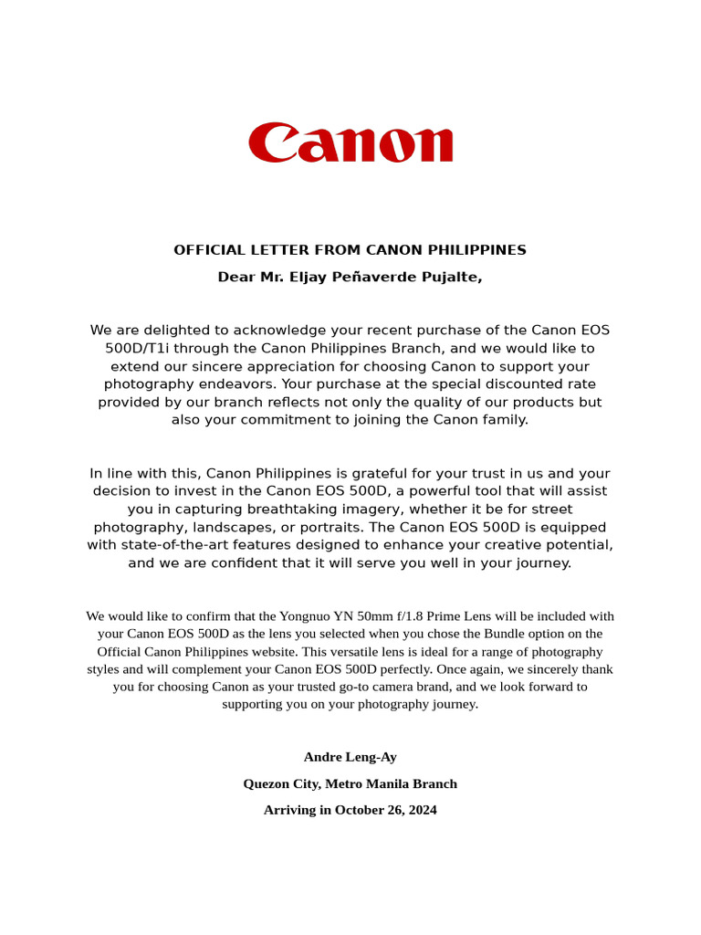 Official Canon Message | PDF