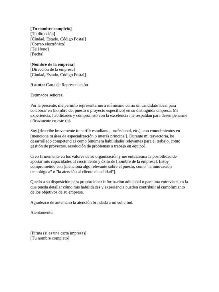 Carta de Representacion | PDF