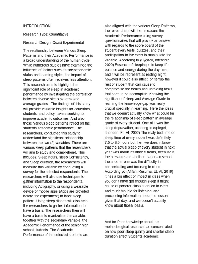 INTRODUCTION Research Paper | PDF | Sleep | Psychology