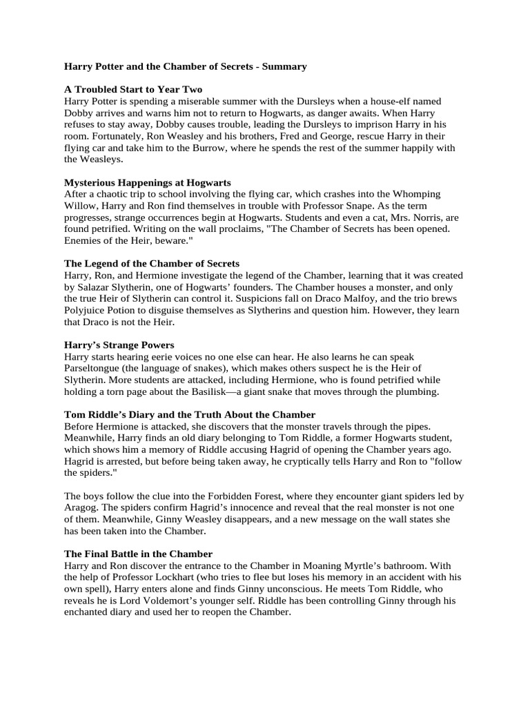 Harry Potter and The Chamber of Secrets | PDF | Mythography | J. K. Rowling