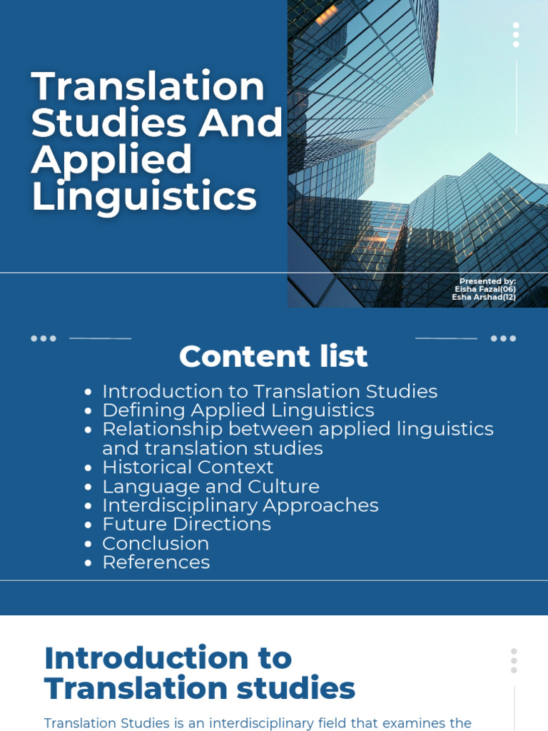 Translation Studies and Applied Linguistics | PDF | Translations ...