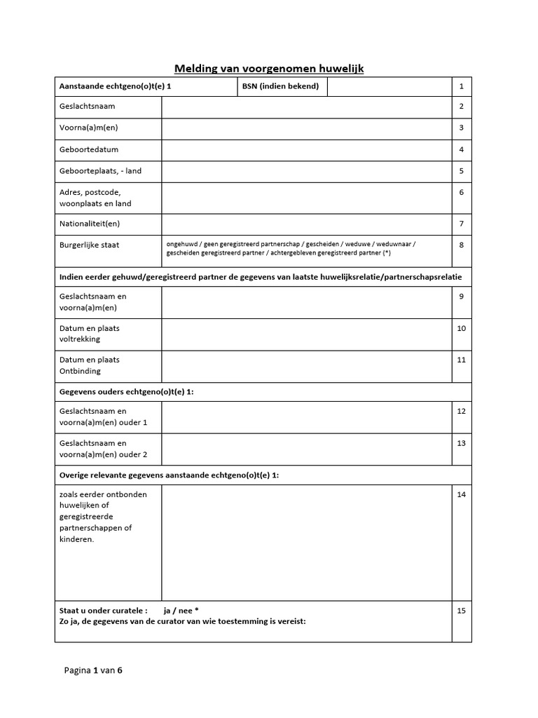 Melding Van Voorgenomen Huwelijk | PDF