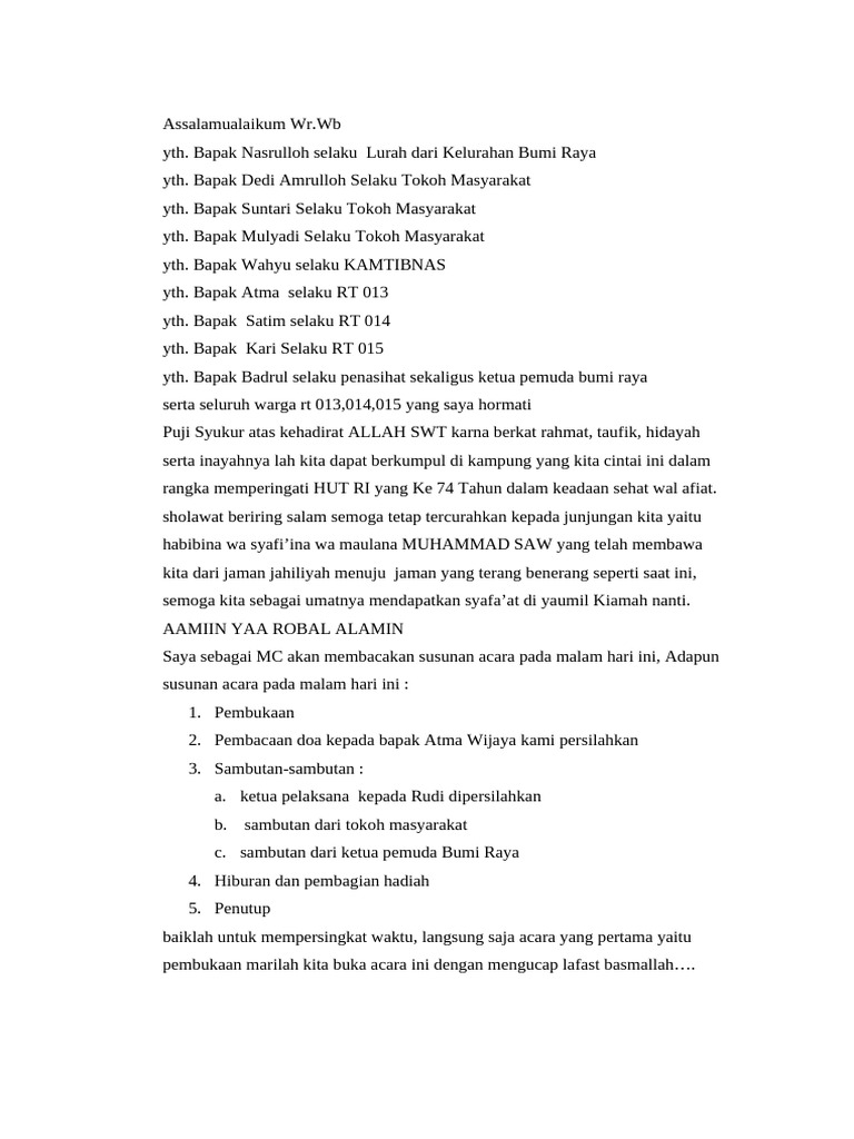 susunan acara 17an | PDF