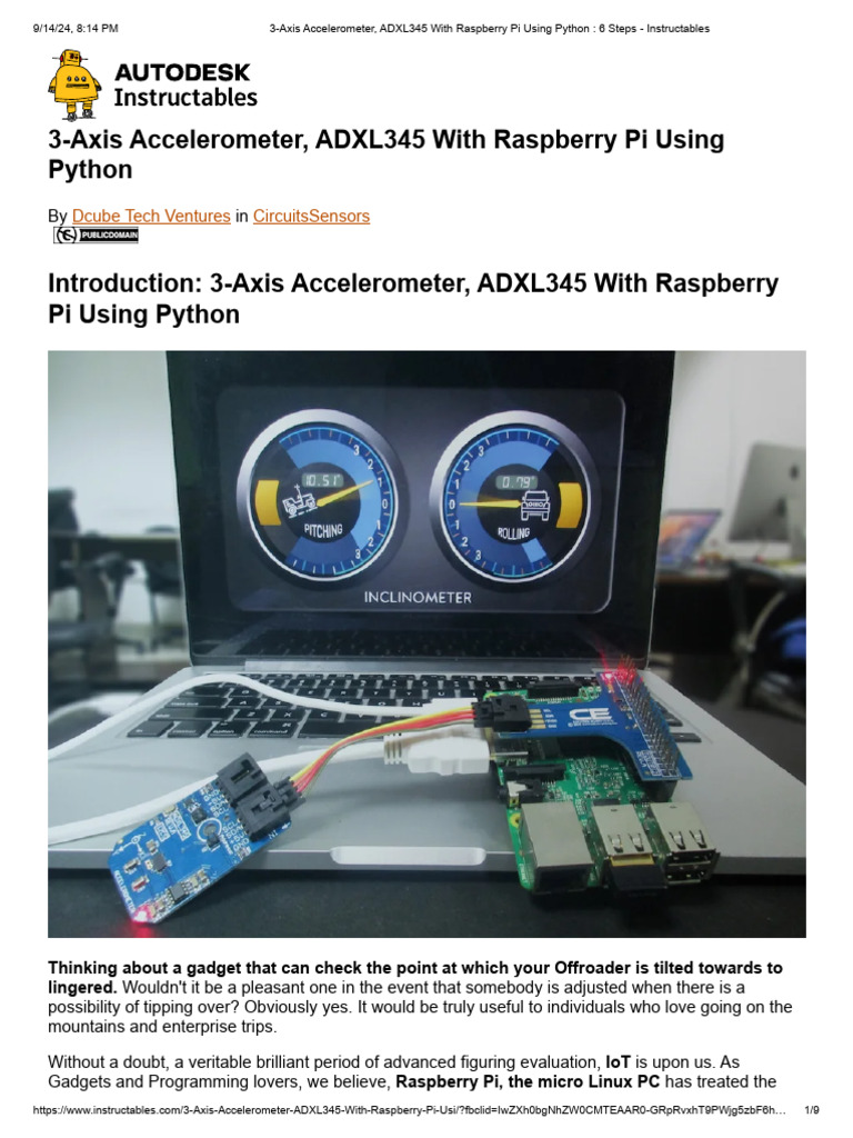 3-Axis Accelerometer, ADXL345 With Raspberry Pi Using Python - 6 Steps - Instructables | PDF ...