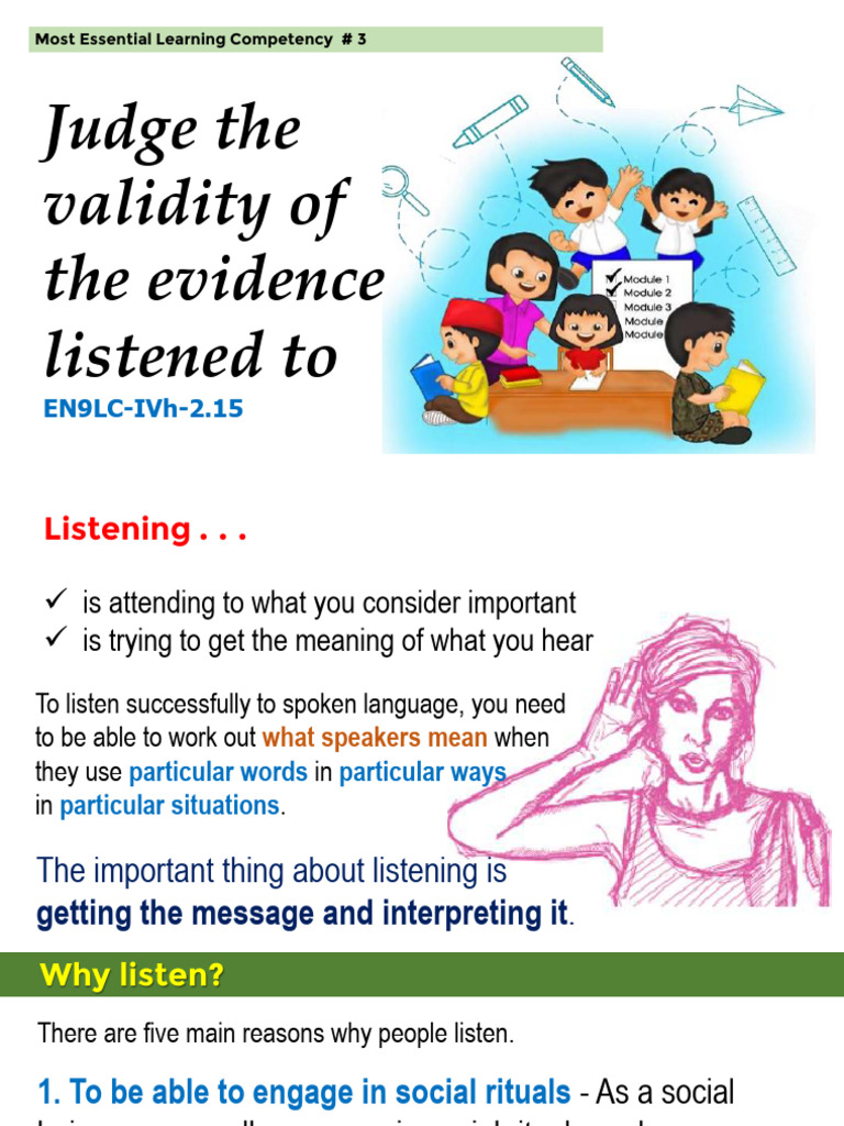 Validating Evidence in Listening Skills | PDF | Evidence | Bias