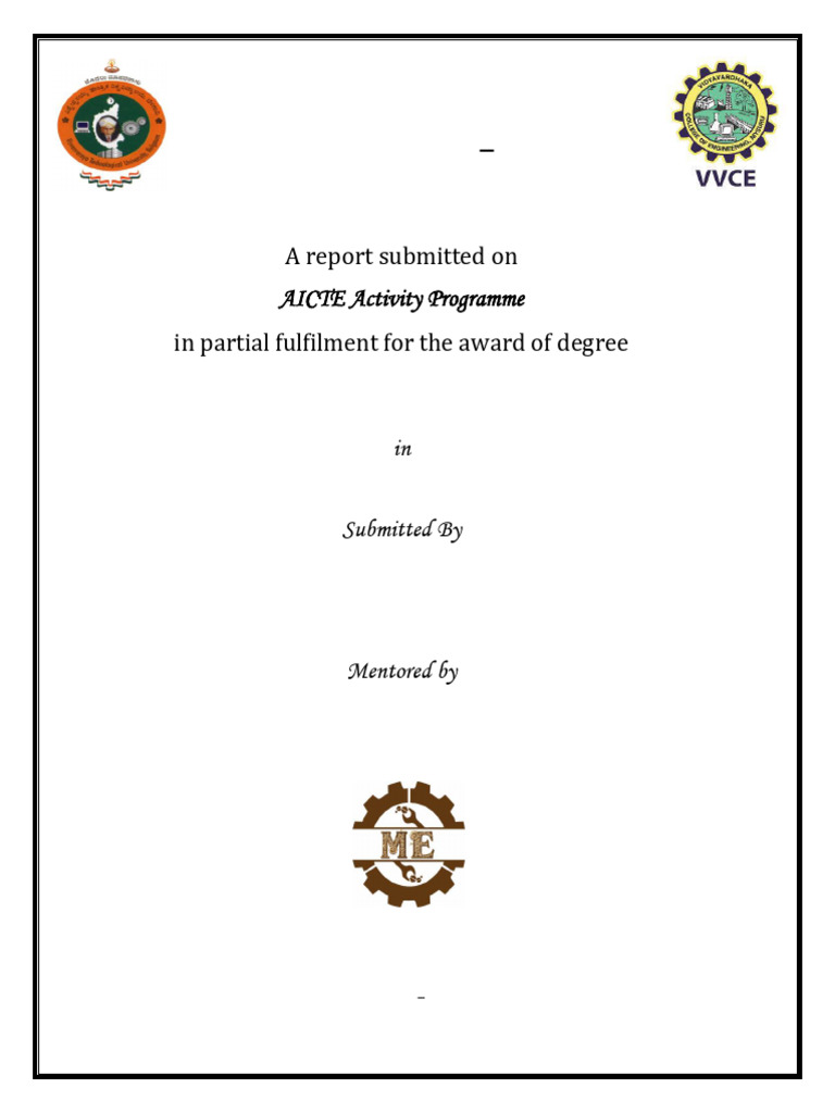 Cover Page For AICTE Activity Points | PDF