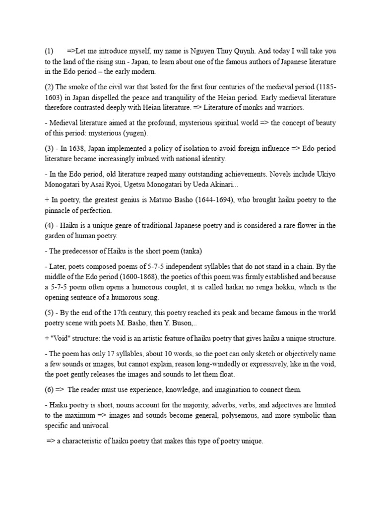 Script bản đọc | PDF | Haiku | Poetry