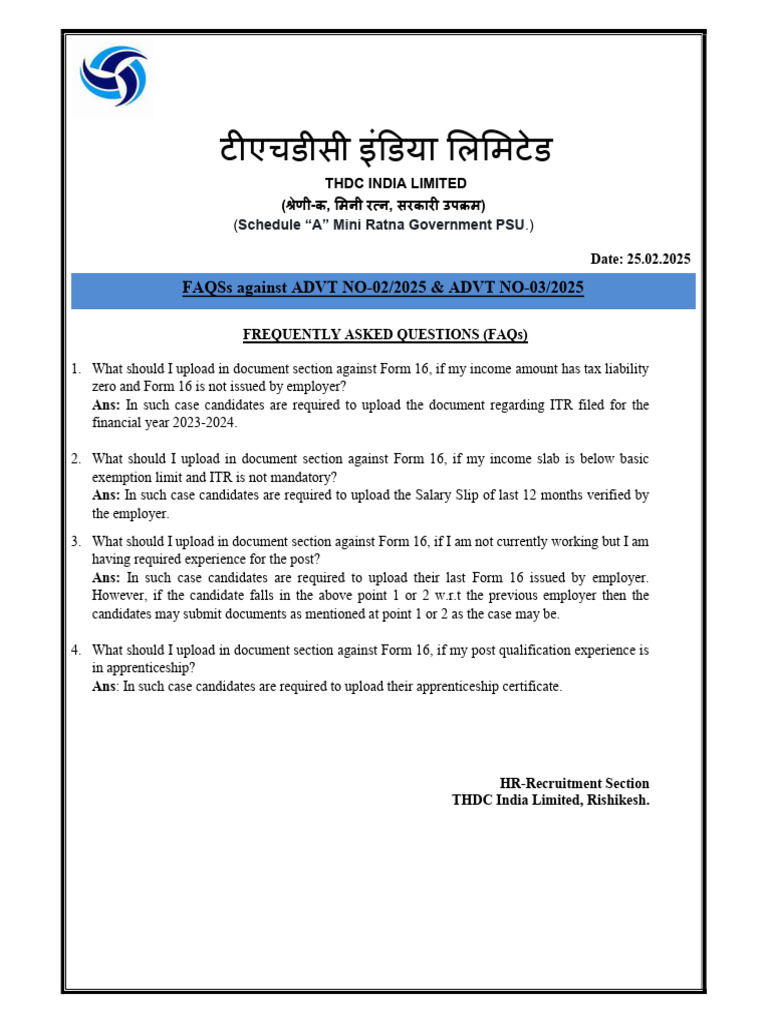 FAQs AGAINST ADVT NO 02 AND ADVT NO03 | PDF