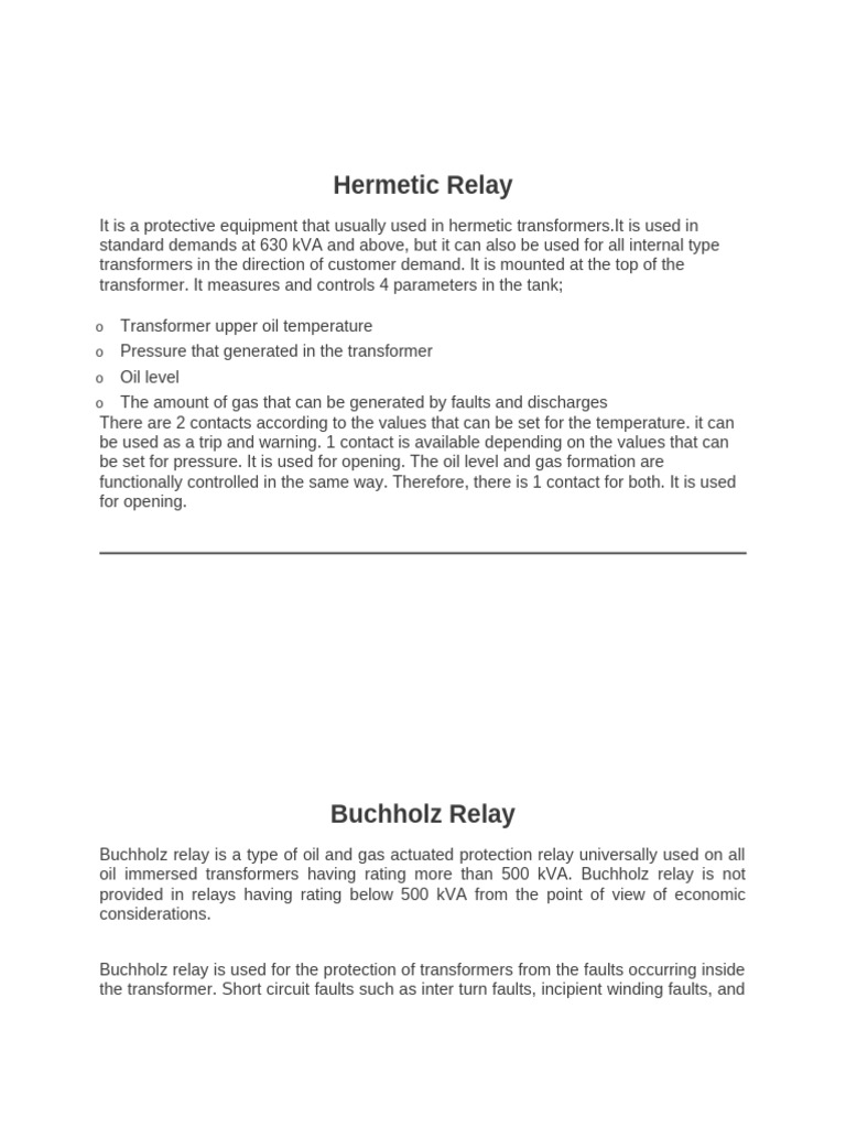Transformer Safety and Monitoring Devices | PDF | Transformer | Relay