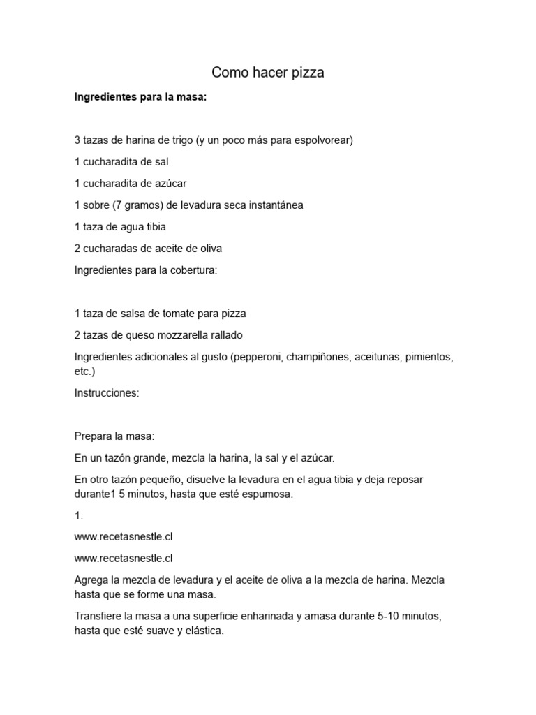 Como Hacer Pizza | PDF