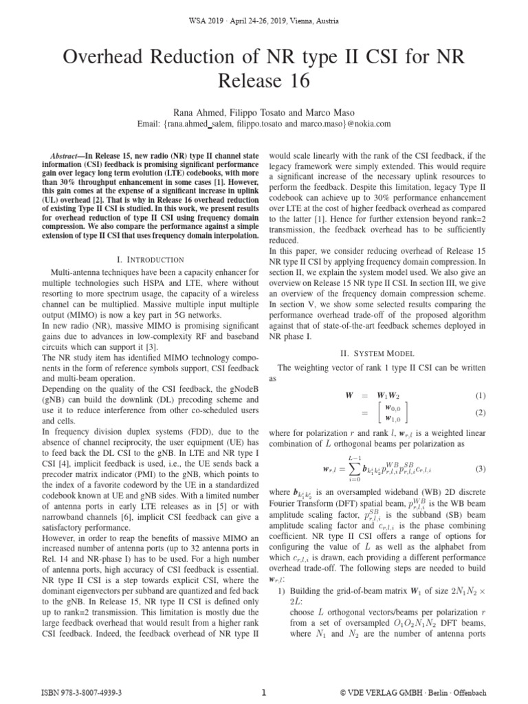 Overhead Reduction of NR Type II CSI For NR Release 16 - 10.0000 ...