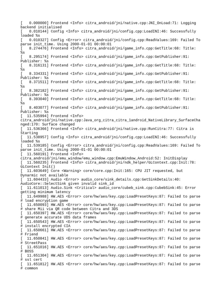 Citra Log | PDF | System Software | Computing