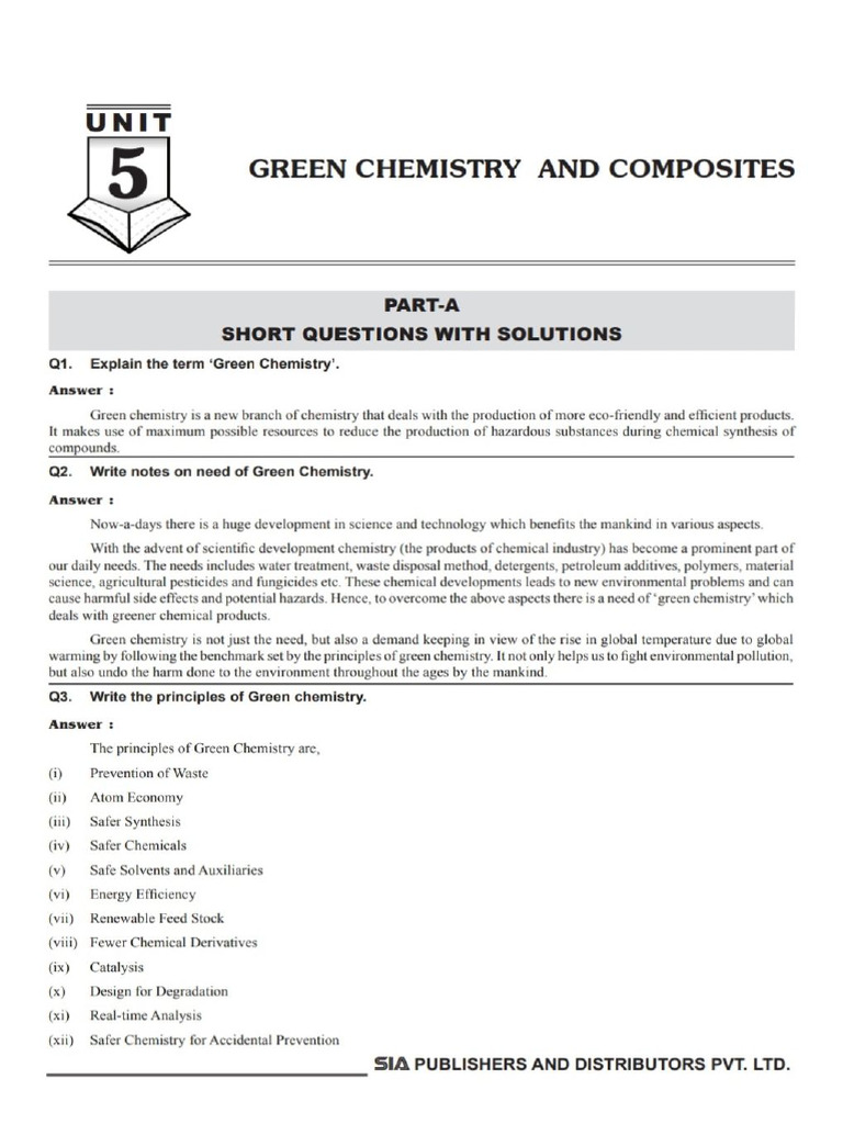 UNIT 5 (Green Chemistry) | PDF | Absorption Spectroscopy | Spectroscopy