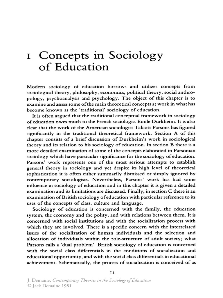 concept of sociological of education | PDF | Sociology | Socialization