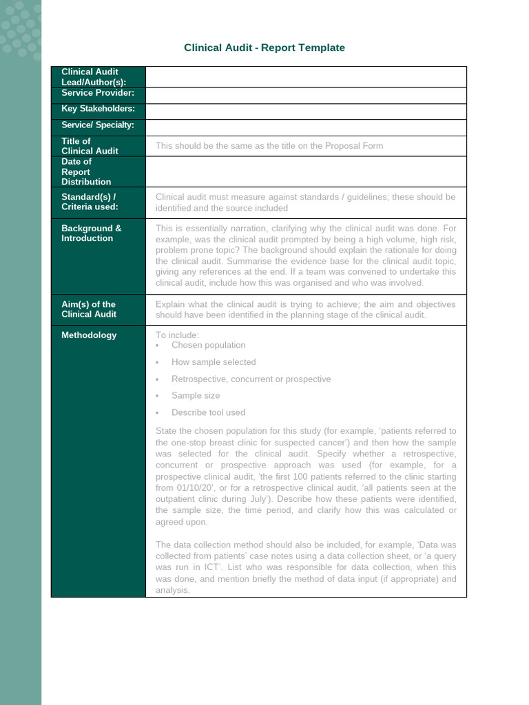 Clinical Audit Report Template | PDF | Audit